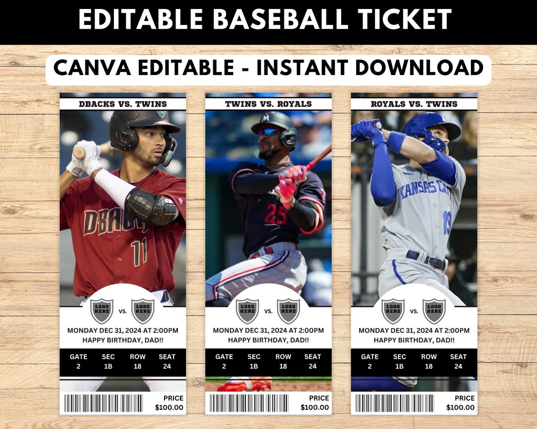 Editable Baseball Tickets, Sports Tickets, Baseball Surprise Ticket ...
