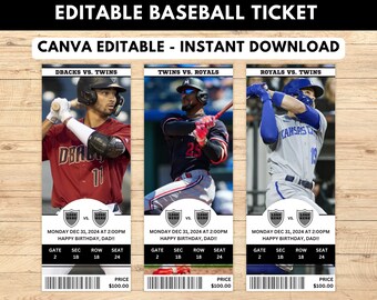 Editable Baseball Tickets, Sports Tickets, Baseball Surprise Ticket ...