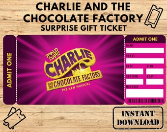 Printable Charlie and the Chocolate Factory Broadway Surprise Ticket ...