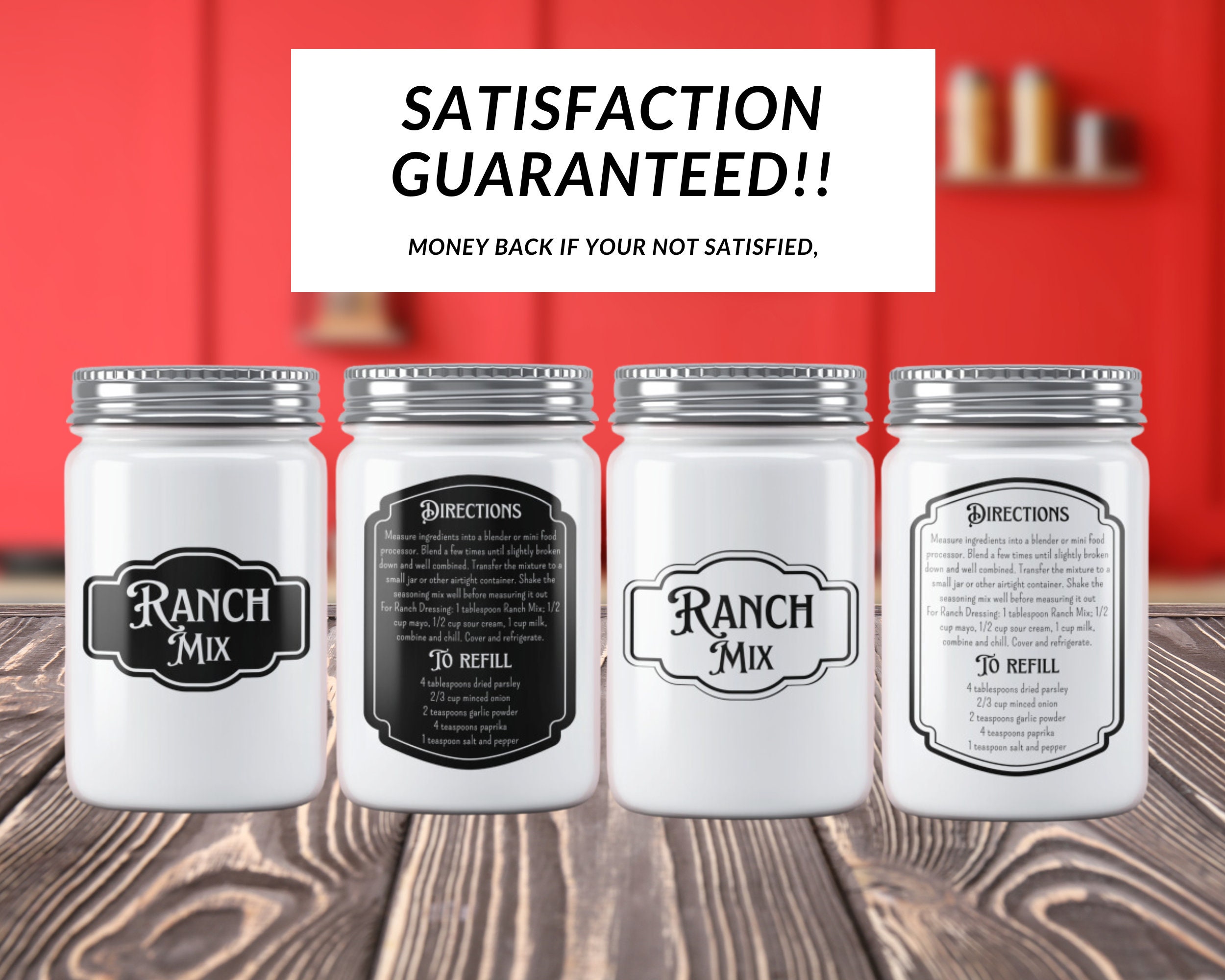 Printable Ranch Mix Label, Pantry Label, Kitchen Label, Ranch Label ...