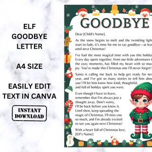 Editable Elf Letter, I'm Back Hello Elf Letter, Goodbye From Elf ...