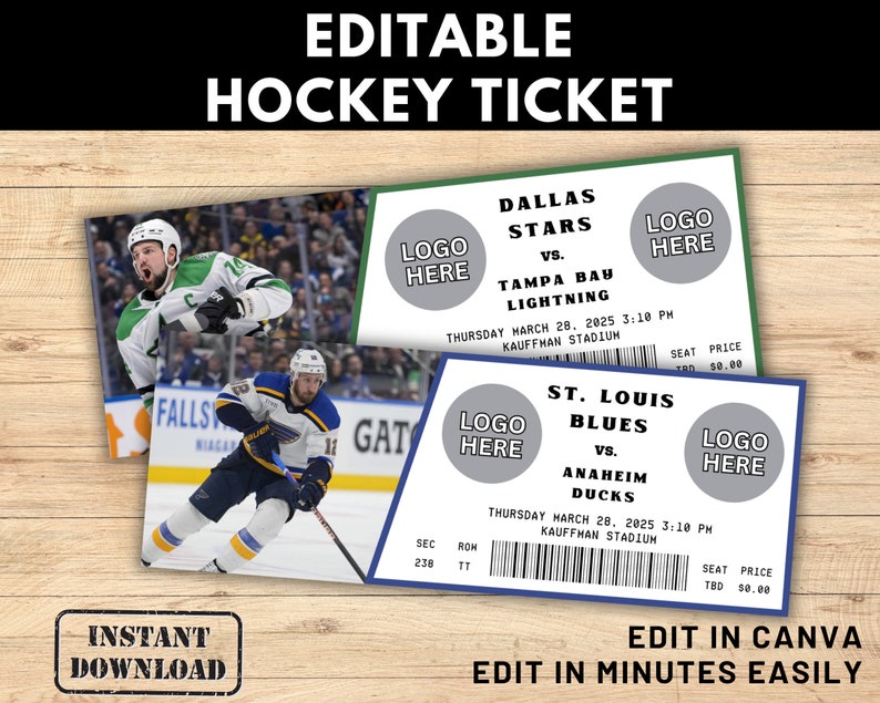 Editable Surprise Hockey Game Ticket, Printable Sport Surprise Ticket ...
