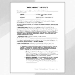 Employment Contract, Employment Contract Agreement, Employment Service ...