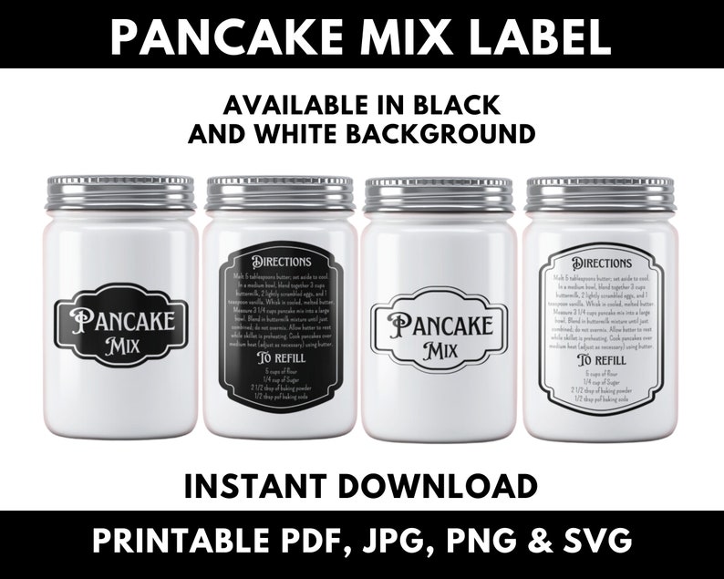 Printable Pancake Mix Label, Pantry Label, Kitchen Label, Pancake Label ...