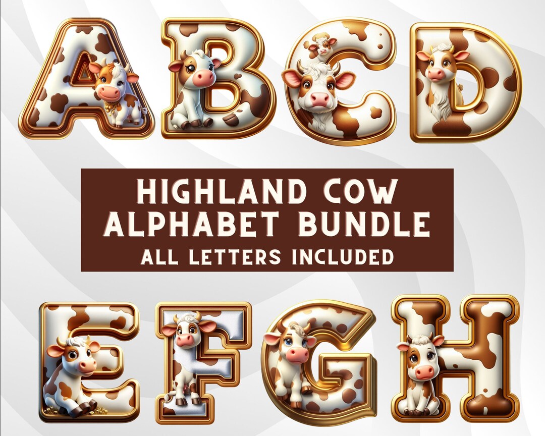 Highland Cow Png File. Highland Cow Alphabet, Highland Cow Alphabet Png ...