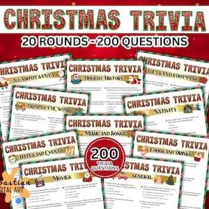 Printable Christmas Trivia Game, Christmas Party Game, Christmas Game ...