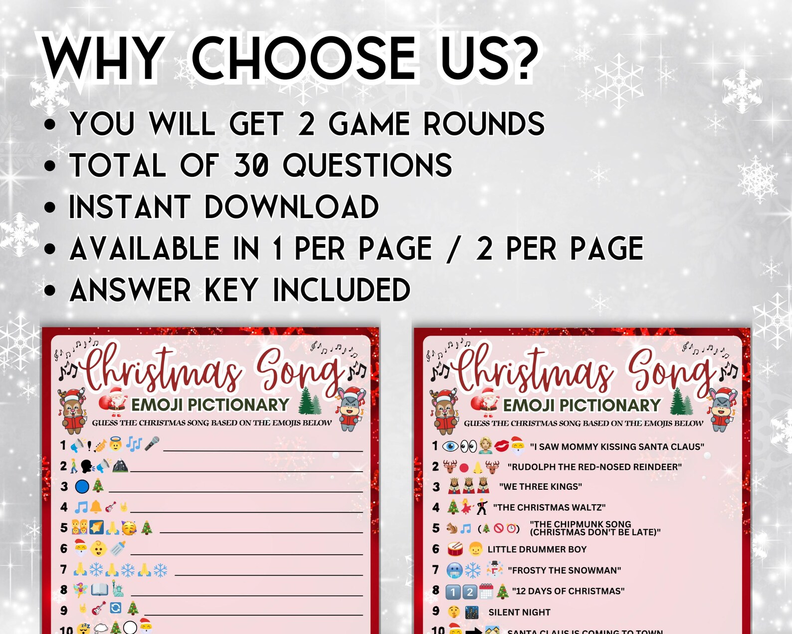 Christmas Emoji Pictionary Game, Christmas Printable Game, Holiday ...