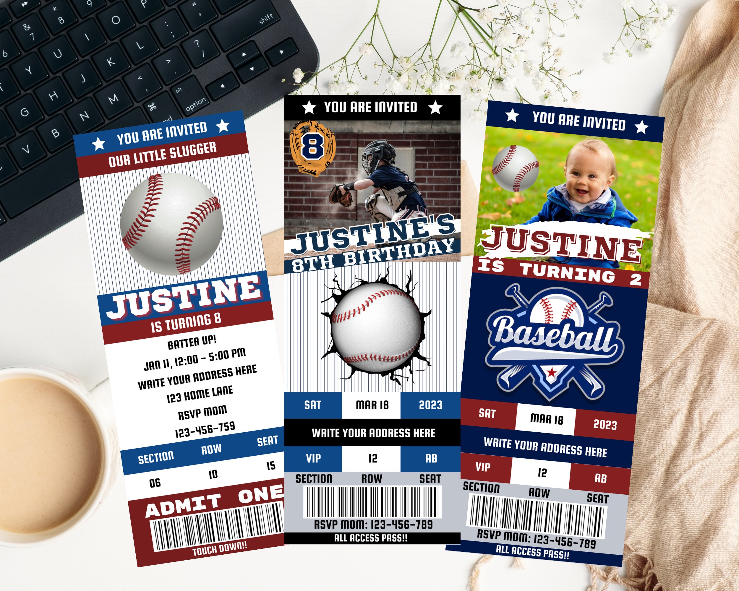 Baseball Ticket Birthday Invitation, Baseball Invitation, Birthday ...