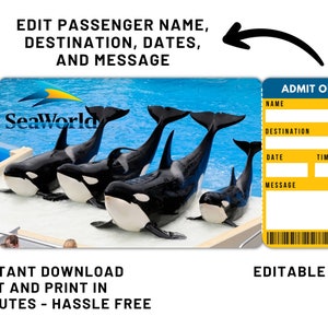 Seaworld Ticket, Seaworld Trip Ticket, Theme Park Surprise, Vacation ...