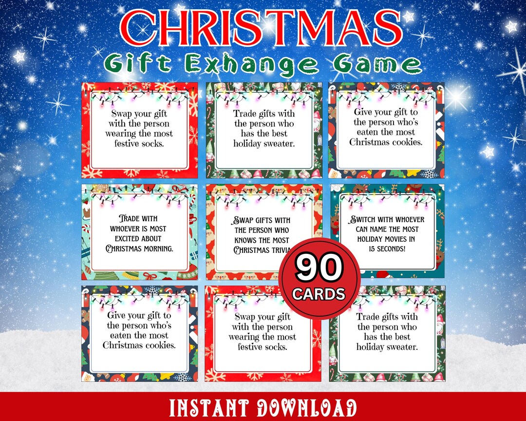 Christmas Gift Exchange Game, Printable Christmas Game, White Elephant ...