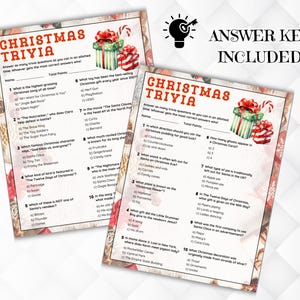 Printable Christmas Trivia Game, Christmas Party Game, Christmas Game ...