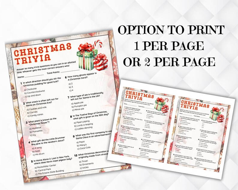 Printable Christmas Trivia Game, Christmas Party Game, Christmas Game ...