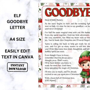 Editable Elf Letter, I'm Back Hello Elf Letter, Goodbye From Elf ...