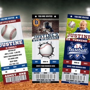 Baseball Ticket Birthday Invitation, Baseball Invitation, Birthday ...