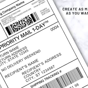 Editable Shipping Label Template, Editable Personalized Mail Label ...