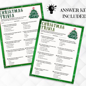 Printable Christmas Trivia Game, Christmas Party Game, Christmas Game ...