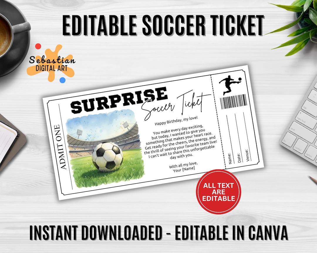 Editable Soccer Ticket Voucher | Printable Football Gift Certificate ...
