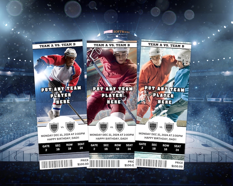 Editable Surprise Hockey Game Ticket, Printable Sport Surprise Ticket ...