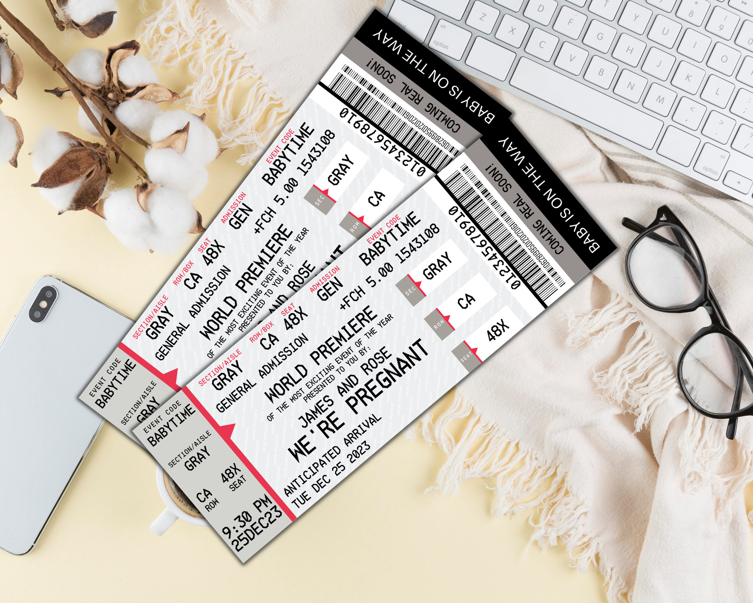 Pregnancy Announcement Concert Tickets, Editable Concert Ticket, Baby ...