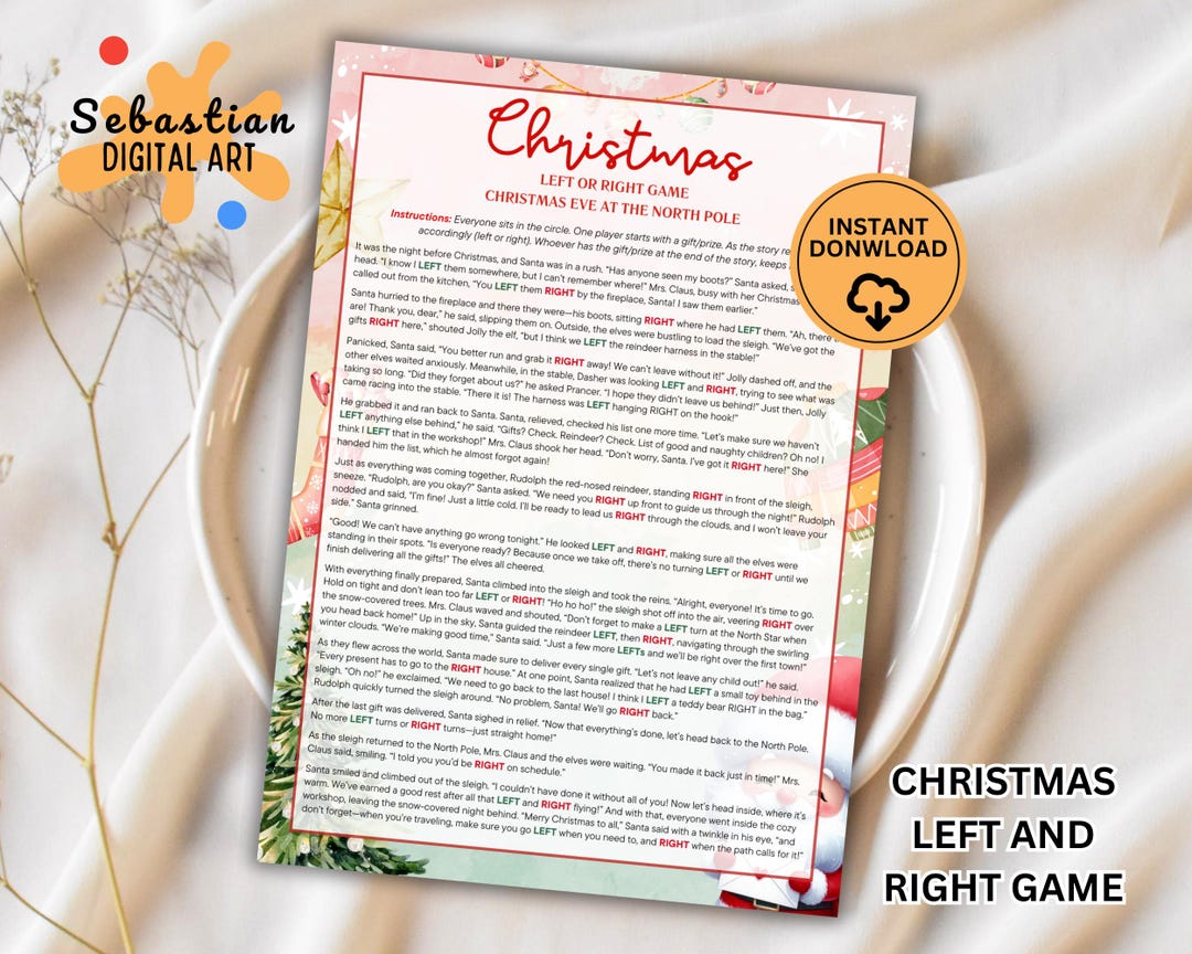 Christmas Left Right Game, Right Left Christmas Game, Christmas Pass ...