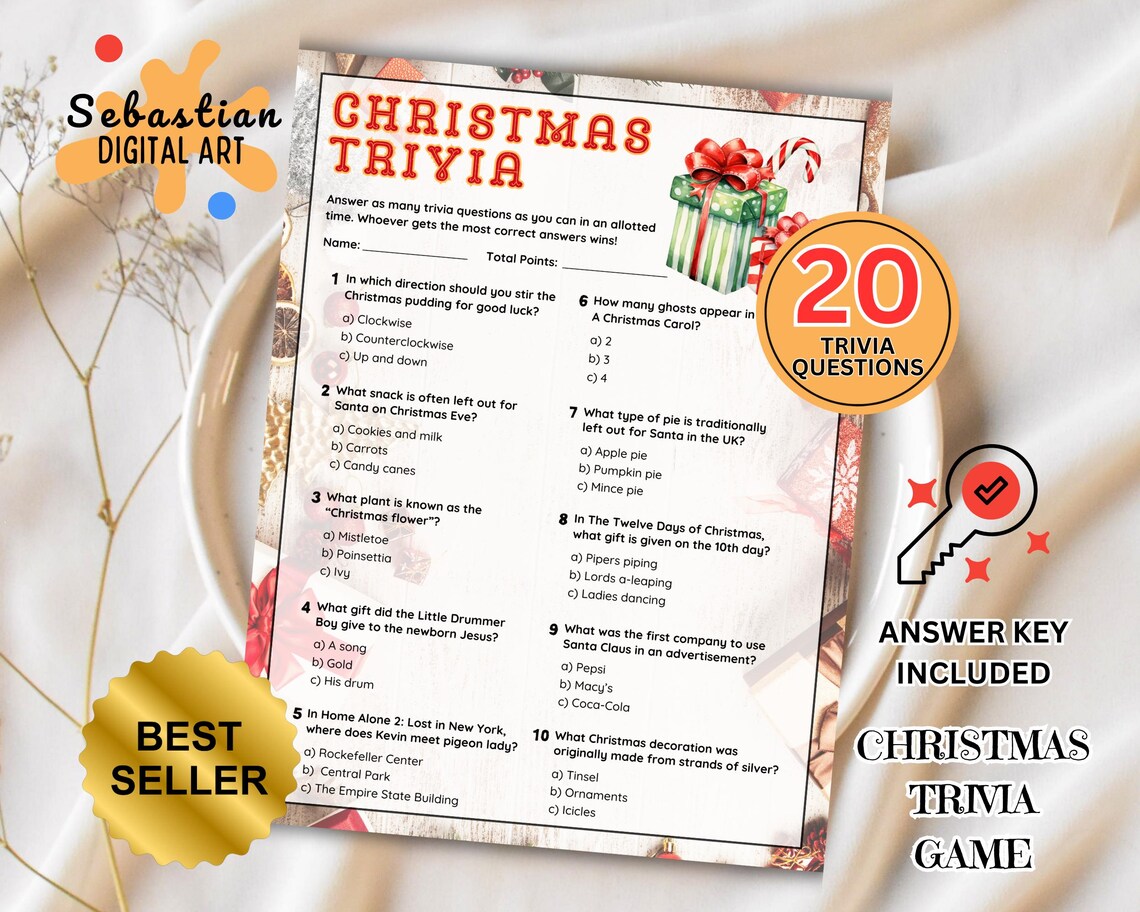 Printable Christmas Trivia Game, Christmas Party Game, Christmas Game ...