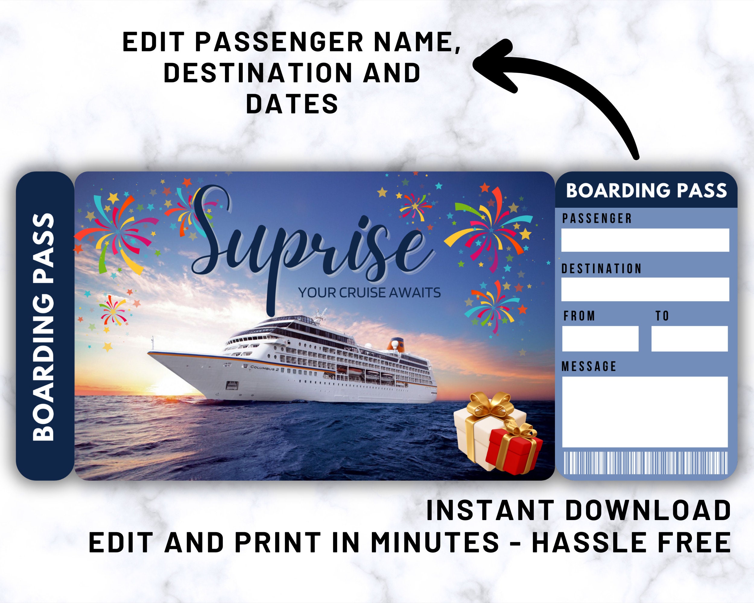 Cruise Ticket, Cruise Boarding Pass, Cruise Boarding Pass Template ...