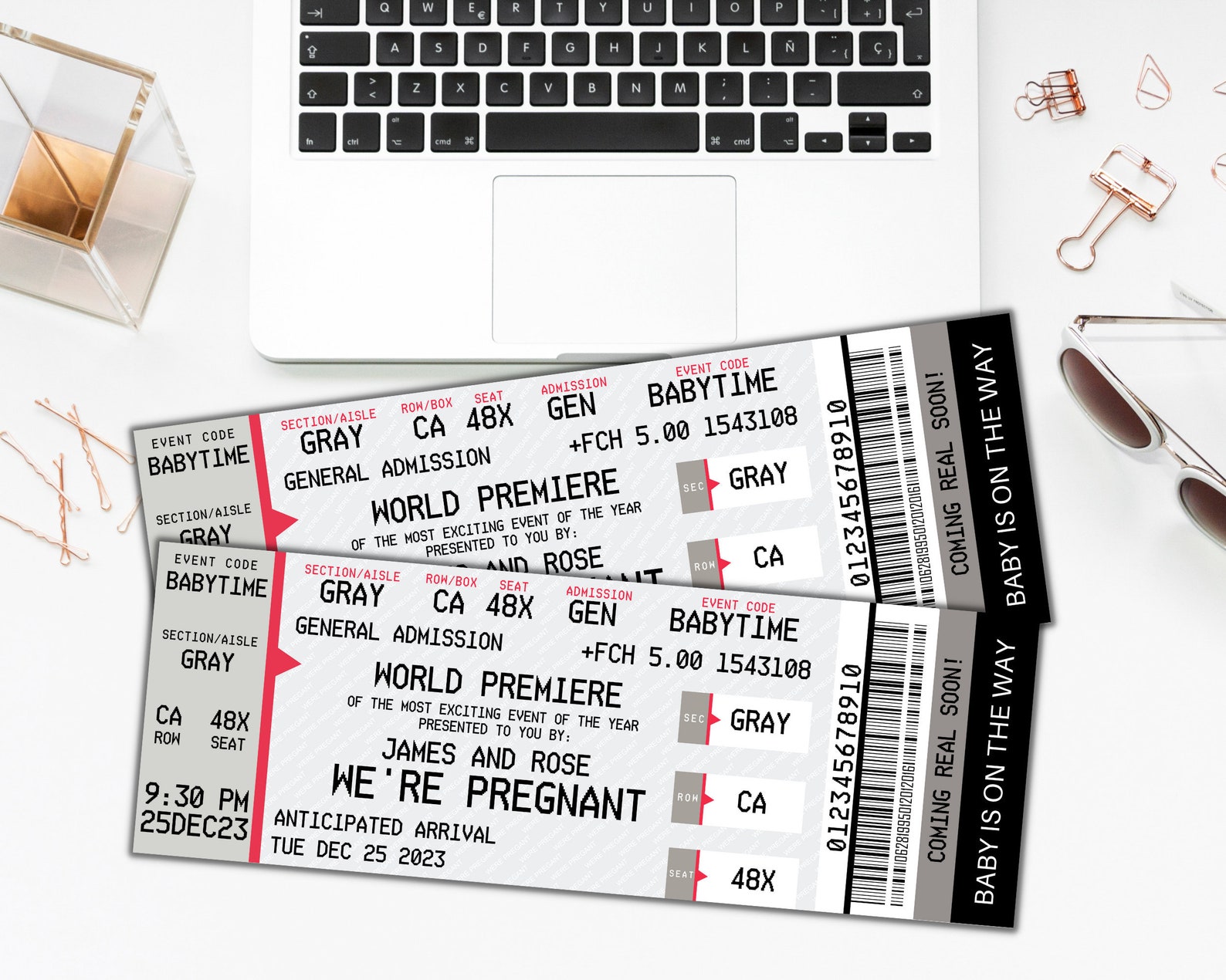 Pregnancy Announcement Concert Tickets, Editable Concert Ticket, Baby ...