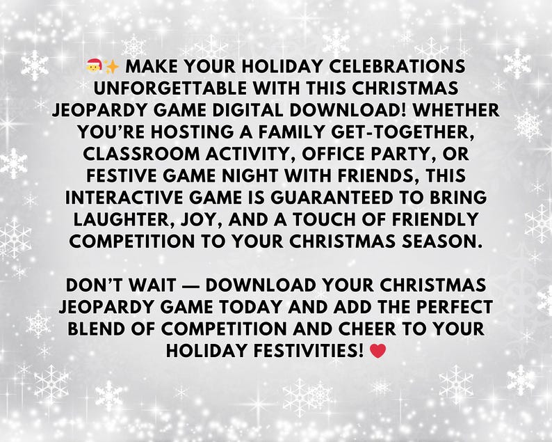 Christmas Jeopardy Game, Printable Holiday Trivia, Christmas Office ...