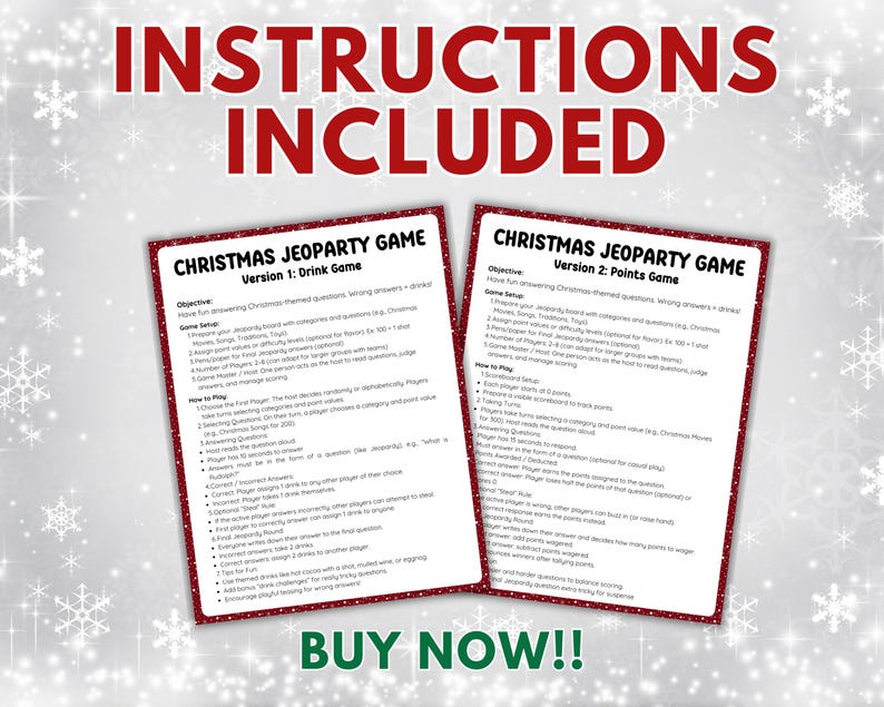 Christmas Jeopardy Christmas Jeoparty Game Printable Christmas Party ...
