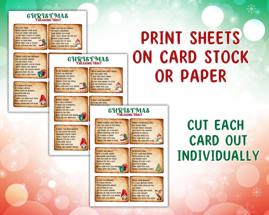 Difficult Christmas Treasure Hunt - Difficult Christmas Scavenger Hunt ...