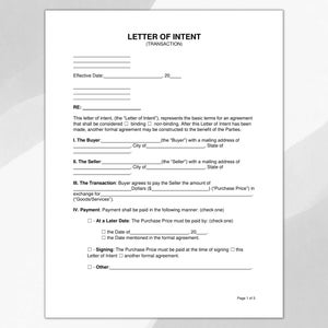 Letter of Intent, Letter of Intent (LOI), Letter of Intent (LOI) Forms ...