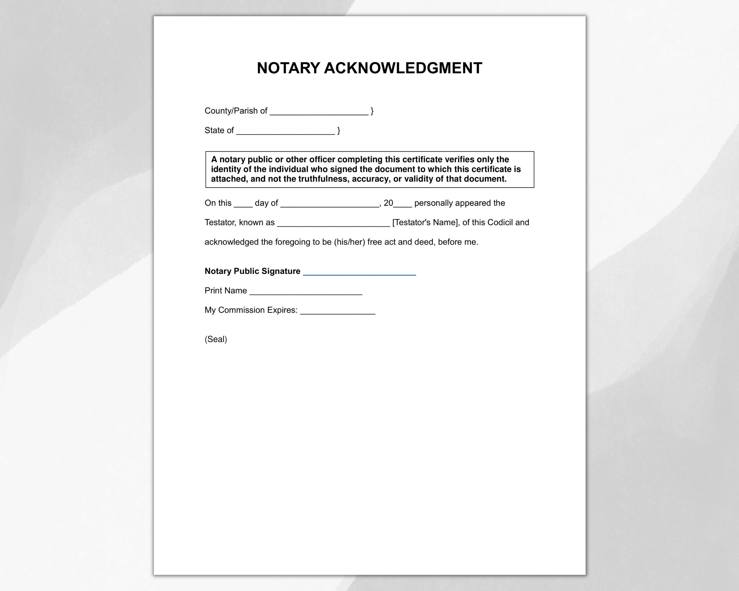 Will Codicil, Will Codicil Form, Will Codicil Templates, Last Will and ...