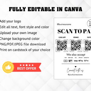 Qr Code Sign for Small Business I Canva Template Editable, Price List ...