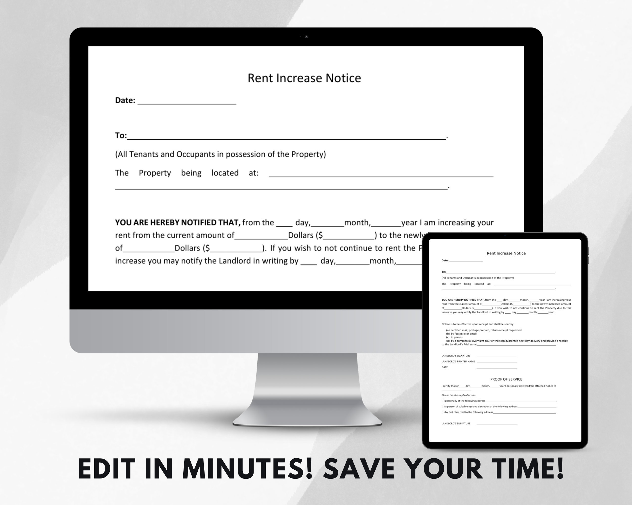 Rent Increase Notice, Editable Notice of Rent Increase Template ...