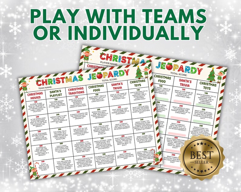 Christmas Jeopardy Game, Printable Holiday Trivia, Christmas Office ...