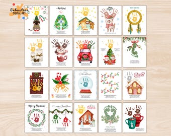 Christmas Handprint Footprint DIY Art Craft Bundle, Printable Christmas ...