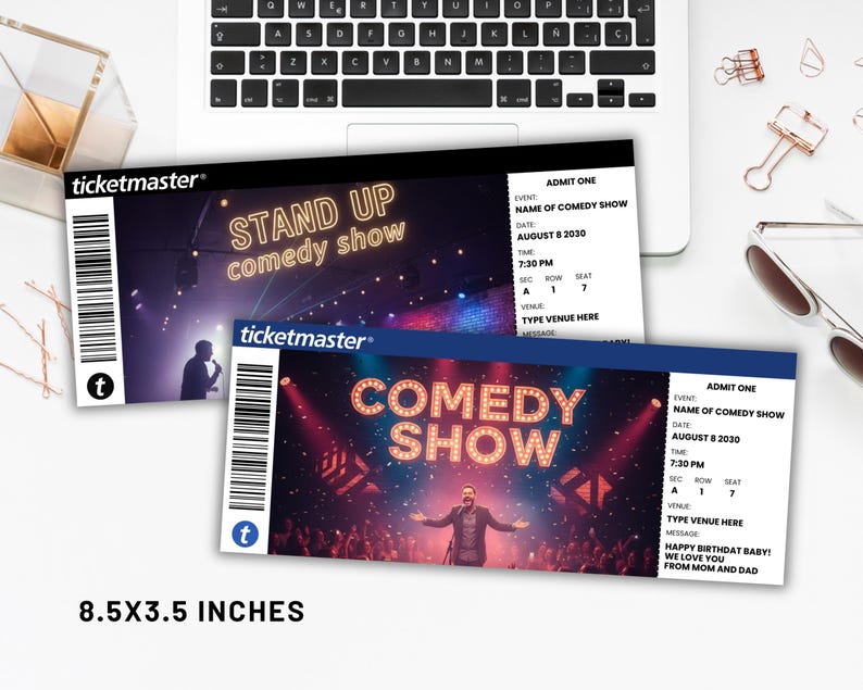 Printable COMEDY SHOW Surprise Ticket, Stand up Comedy Event Invitation ...