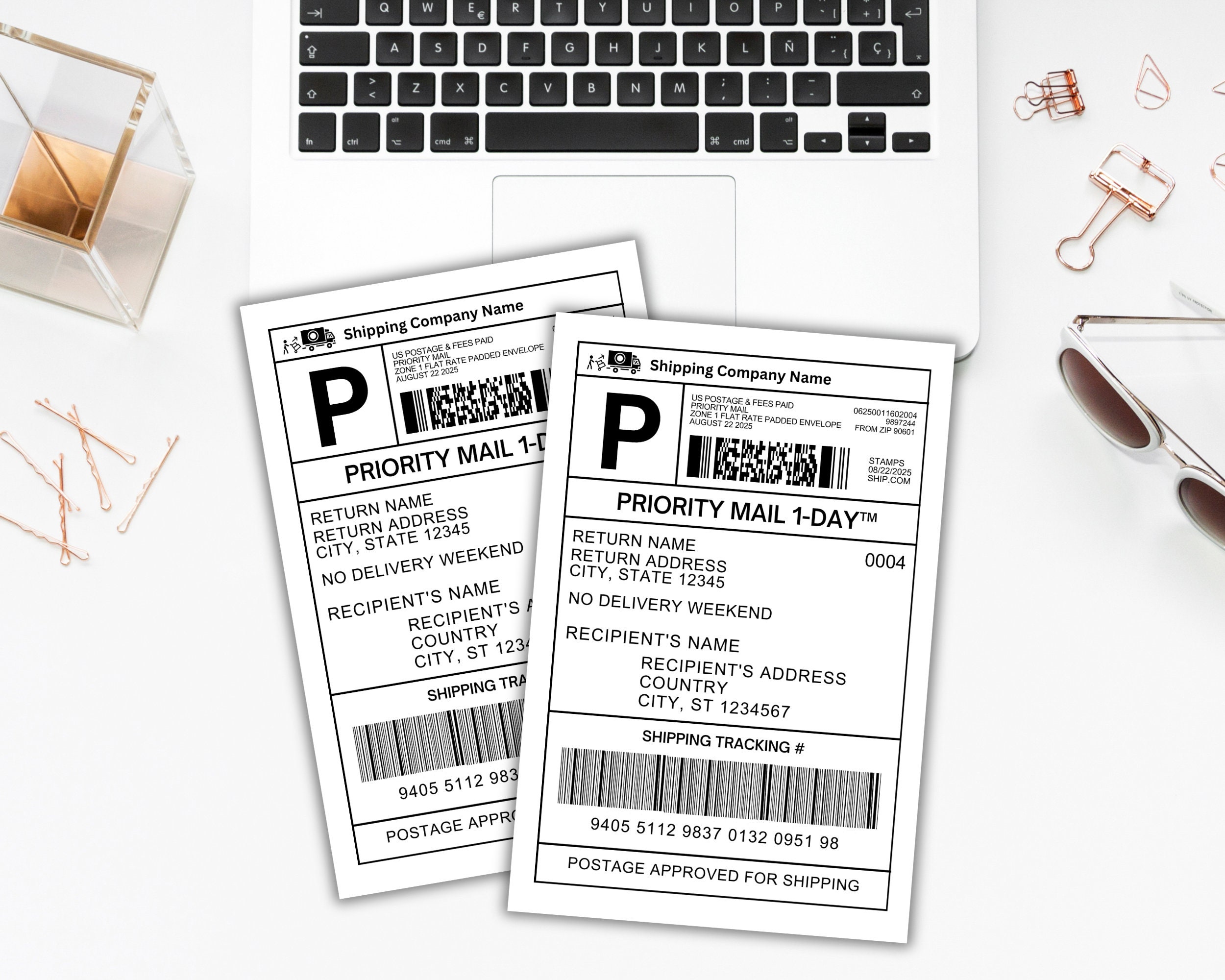 Editable Shipping Label Template, Editable Personalized Mail Label ...