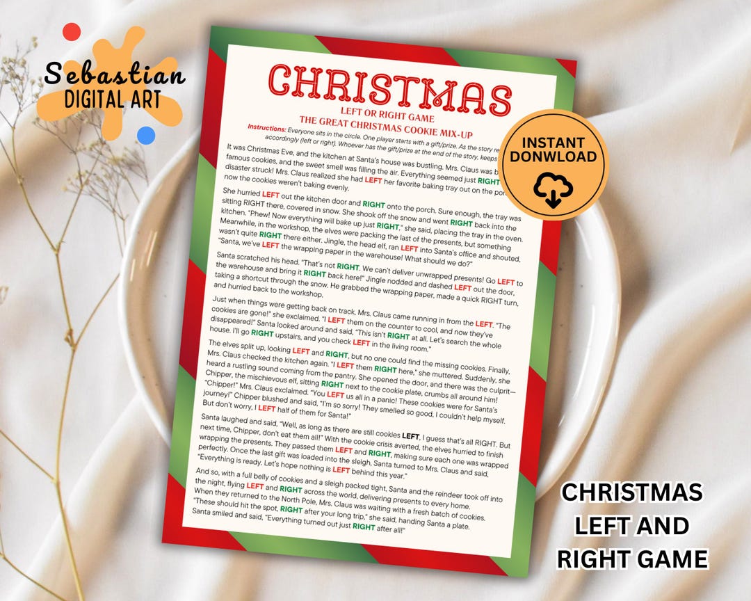 Christmas Left Right Game, Right Left Christmas Game, Christmas Pass ...