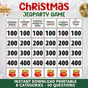 Christmas Jeopardy Christmas Jeoparty Game Printable Christmas Party ...