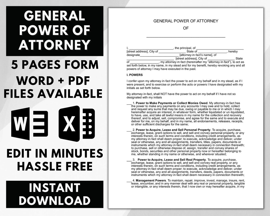 General Power of Attorney, General Power of Attorney Form, General ...