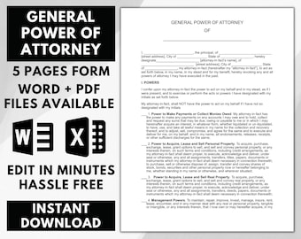 General Power of Attorney, General Power of Attorney Form, General ...