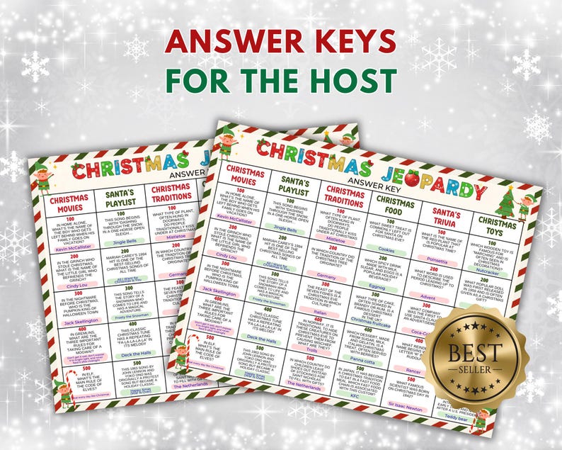 Christmas Jeopardy Game, Printable Holiday Trivia, Christmas Office ...