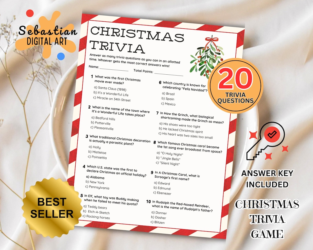 Printable Christmas Trivia Game, Christmas Party Game, Christmas Game ...