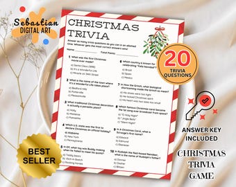 Printable Christmas Trivia Game, Christmas Party Game, Christmas Game ...