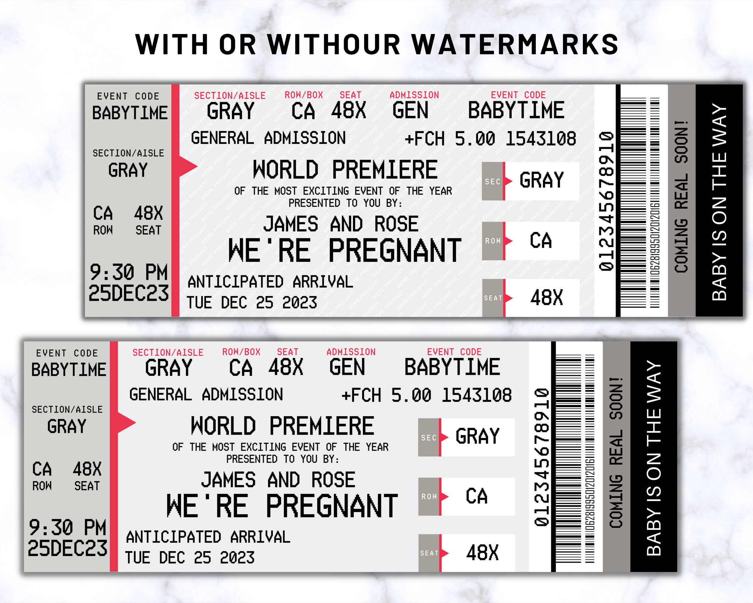 Pregnancy Announcement Concert Tickets, Editable Concert Ticket, Baby ...