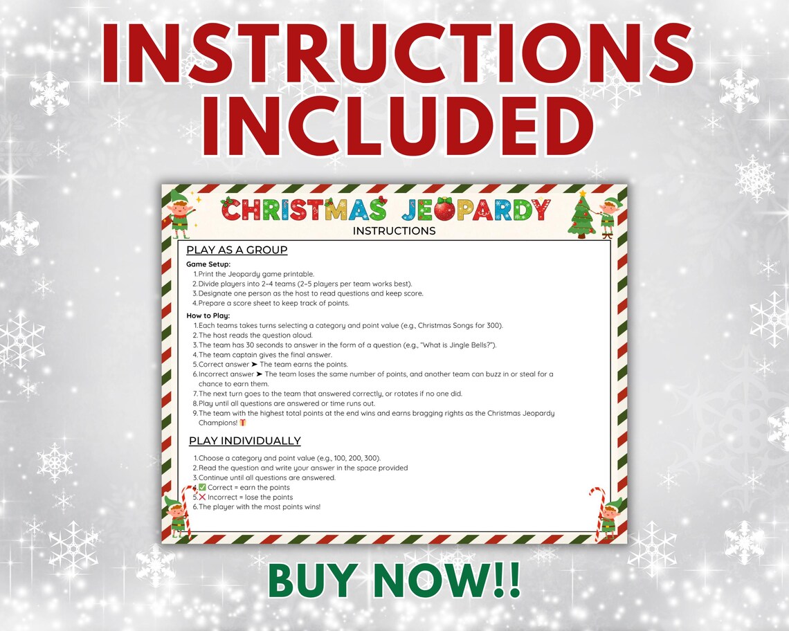 Christmas Jeopardy Game, Printable Holiday Trivia, Christmas Office ...