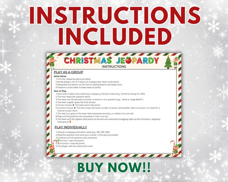 Christmas Jeopardy Game, Printable Holiday Trivia, Christmas Office ...