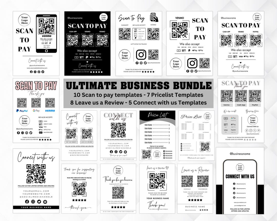 Qr Code Sign for Small Business I Canva Template Editable, Price List ...