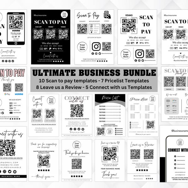 Printable Scan to Pay Qr Code Template Social Media Digital - Etsy